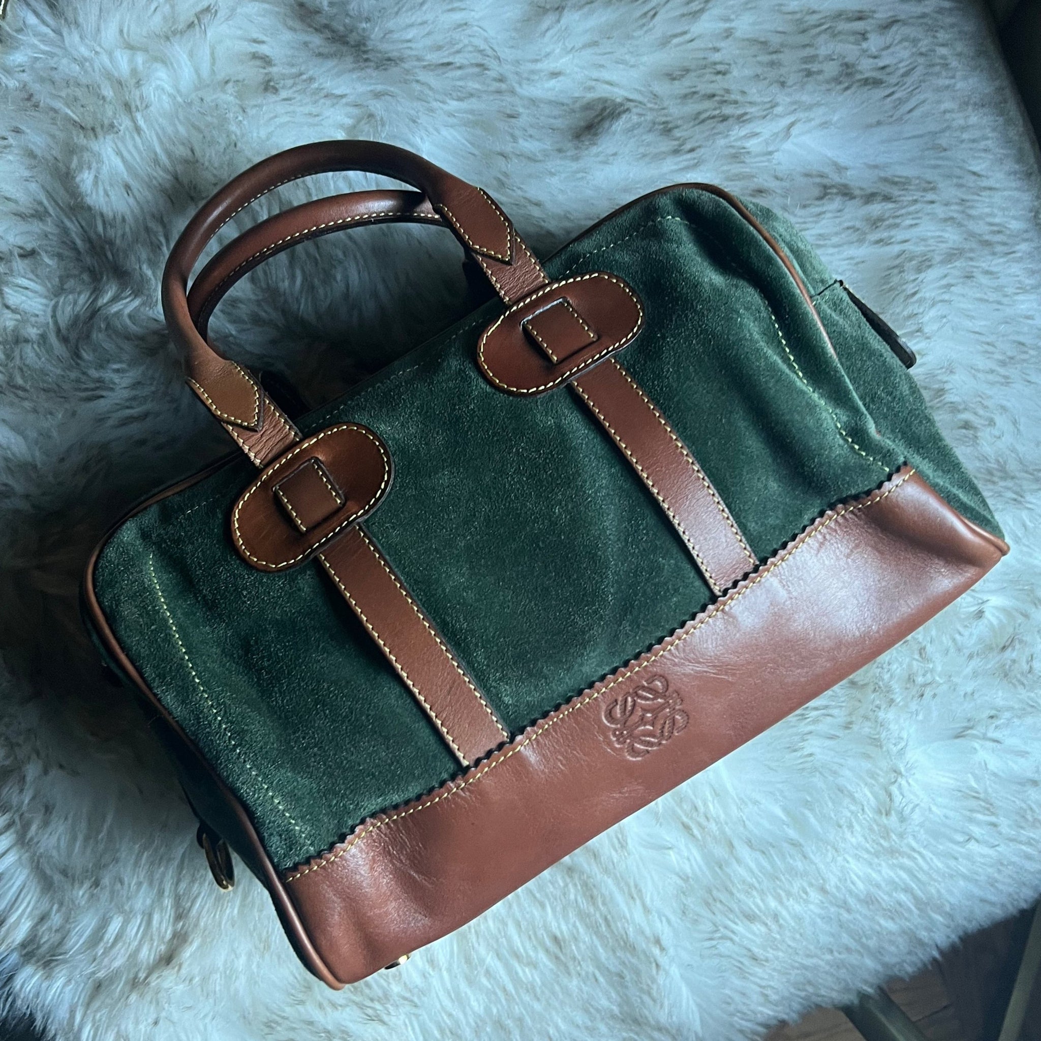 Loewe Suede Boston Bag